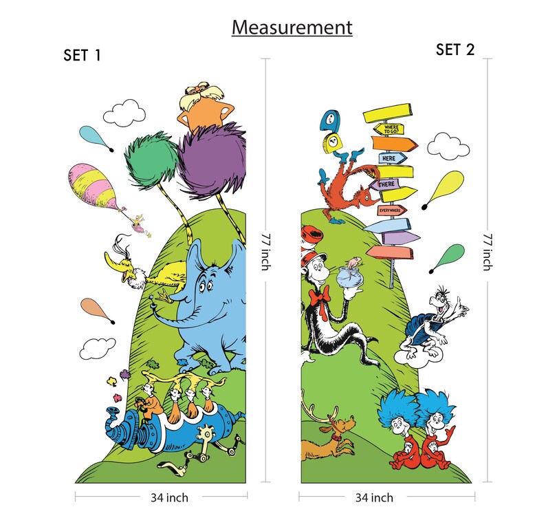 Removable Door Frame Dr Seuss Wall Decal Horton Wall Sticker Fox Wall ...