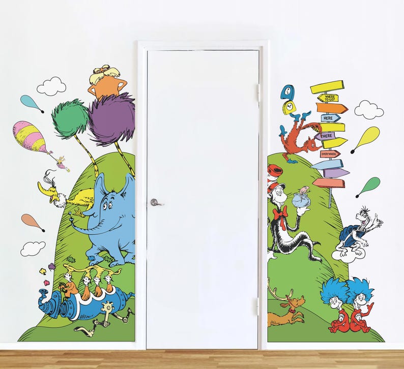Door Frame Dr Seuss Wall Decal Horton Wall Sticker Cat in the Hat Wall ...
