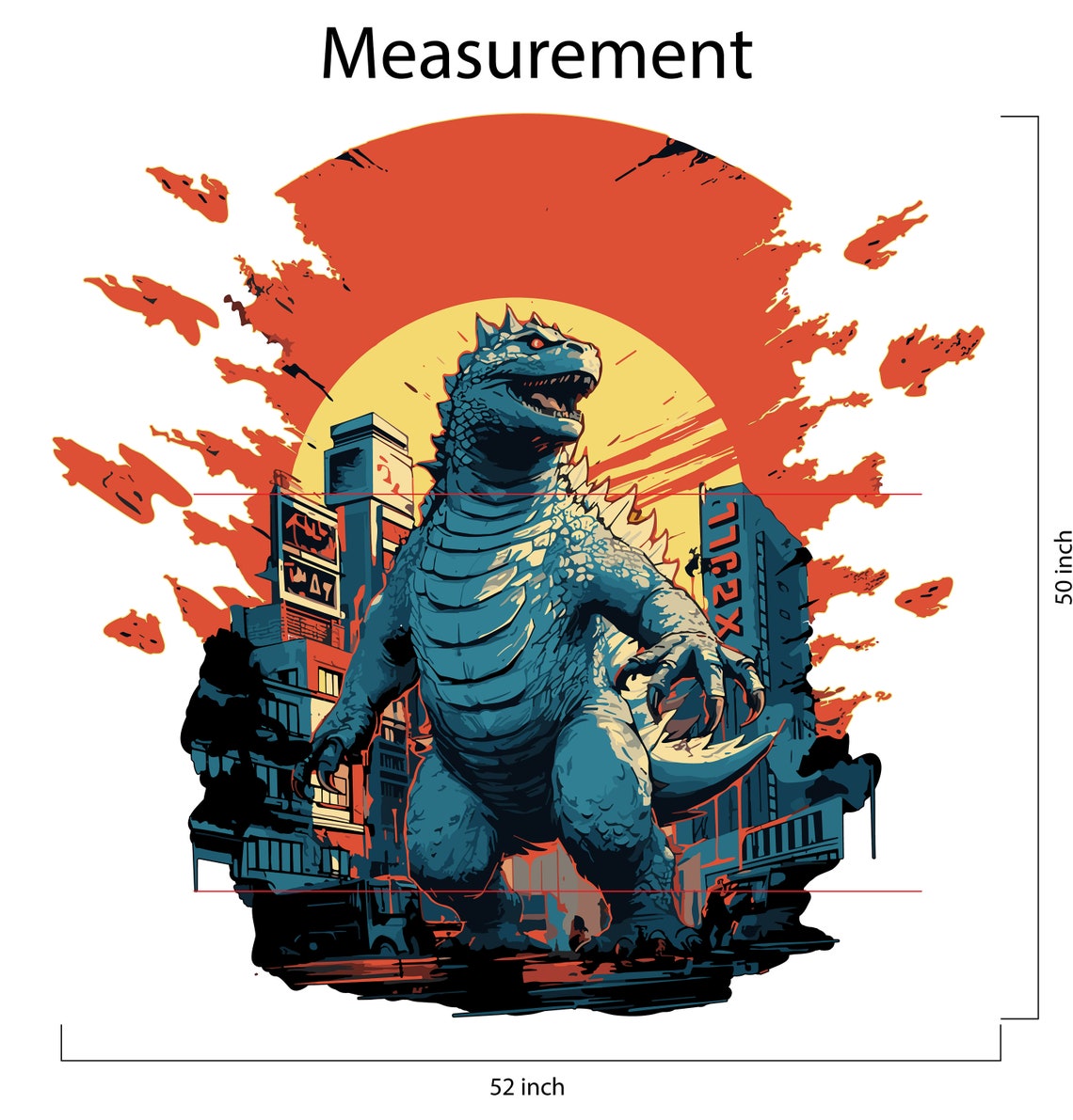 Tokyo City Wall Decal Godzilla Wall Decal Kaiju Wall Art Godzilla Wall ...