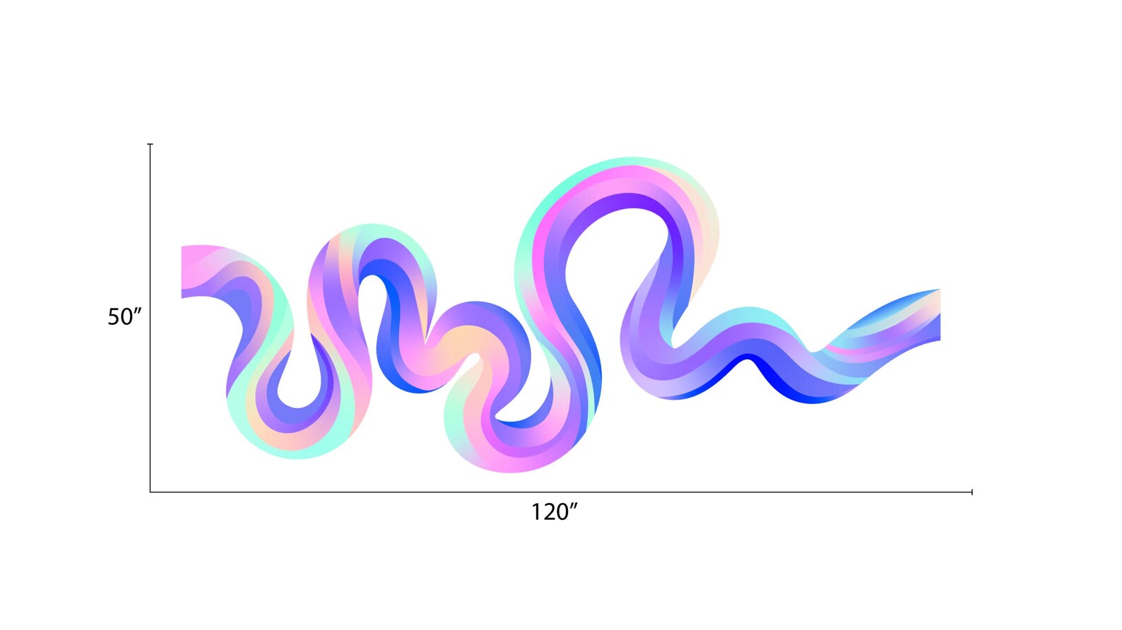 Colourful Flow Line Wall Decal Candy Color Line Wall Decal Curly Shape ...