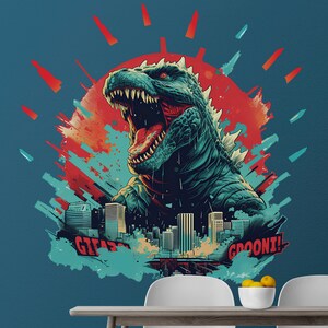 Removable Wall Decal Tokyo City Wall Decal Godzilla Wall Decal Kaiju ...