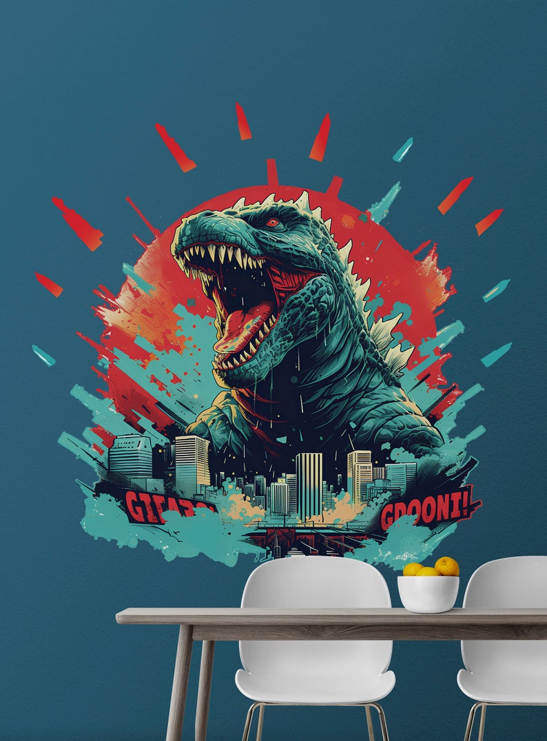 Removable Wall Decal Tokyo City Wall Decal Godzilla Wall Decal Kaiju ...