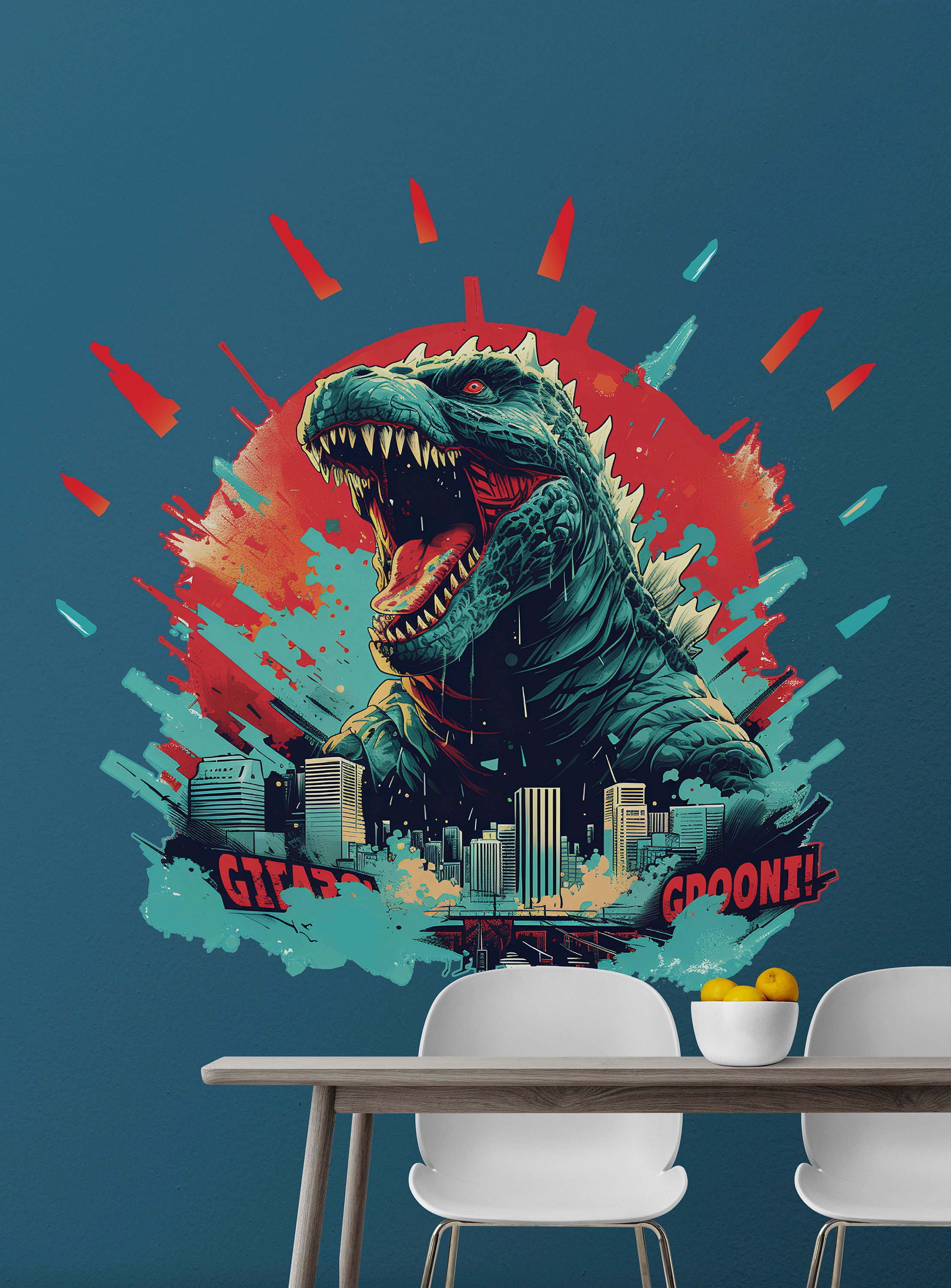 Removable Wall Decal Tokyo City Wall Decal Godzilla Wall Decal Kaiju ...