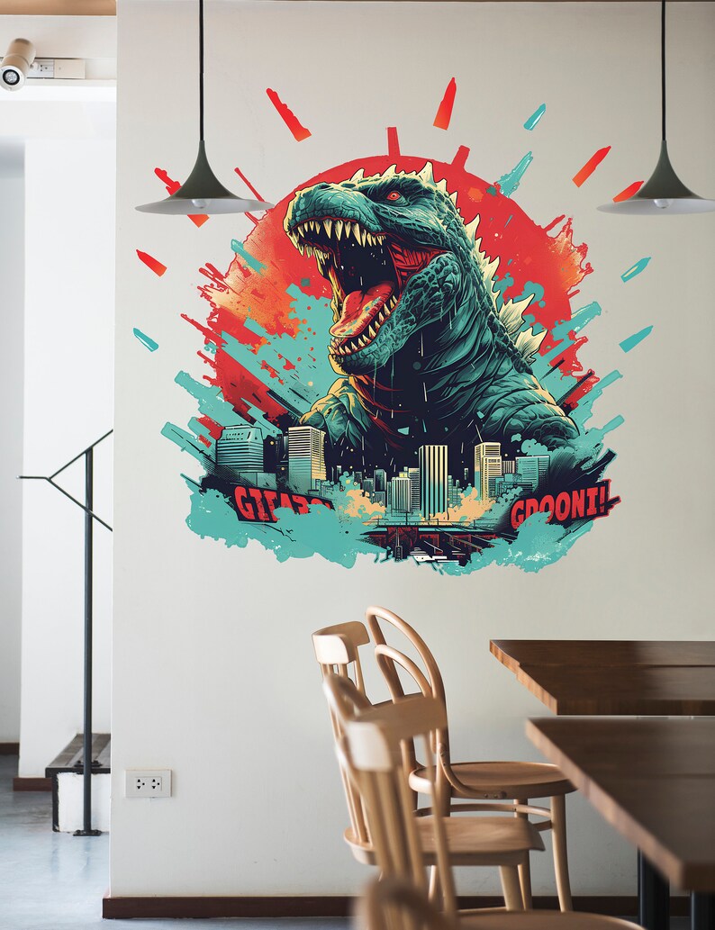 Removable Wall Decal Tokyo City Wall Decal Godzilla Wall Decal Kaiju ...