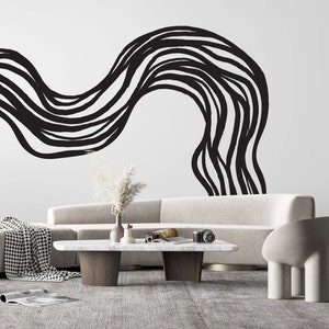 Abstract Line Wall Decal, Brushstroke Organic Shape Wall Art Sticker - Etsy