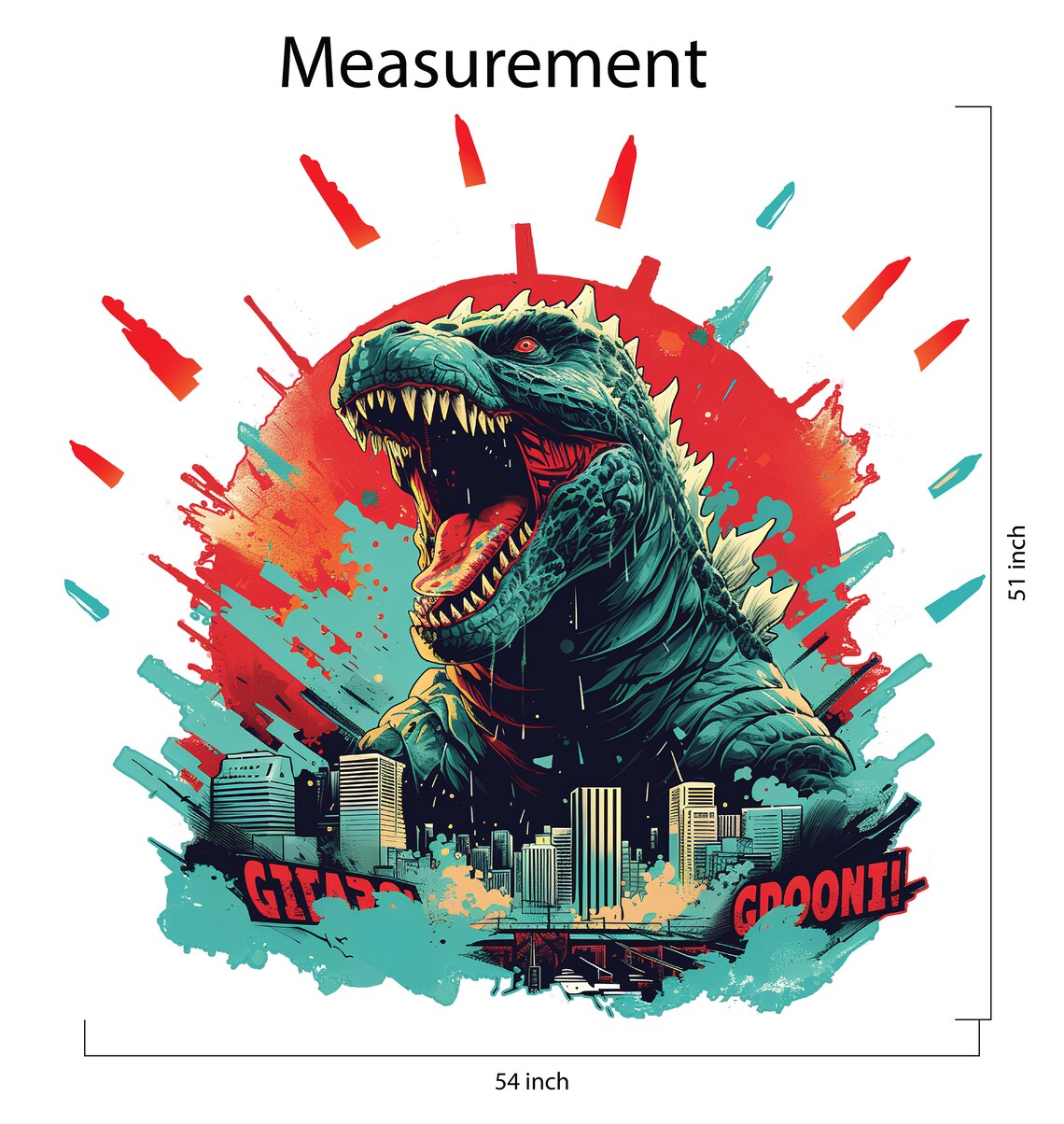 Removable Wall Decal Tokyo City Wall Decal Godzilla Wall Decal Kaiju ...