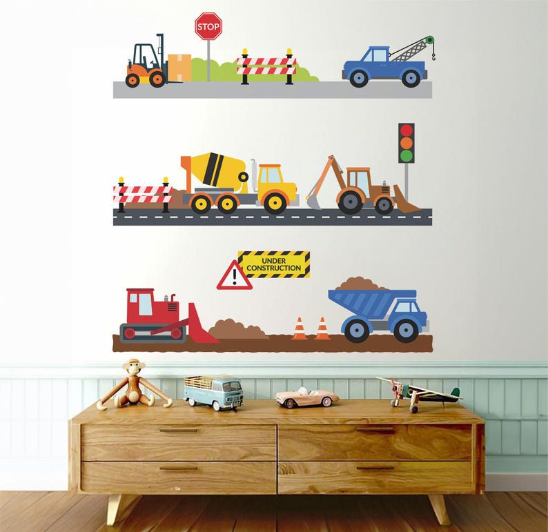 Construction Truck Wall Decal Truck Wall Art Backhoe Wall Sticker ...