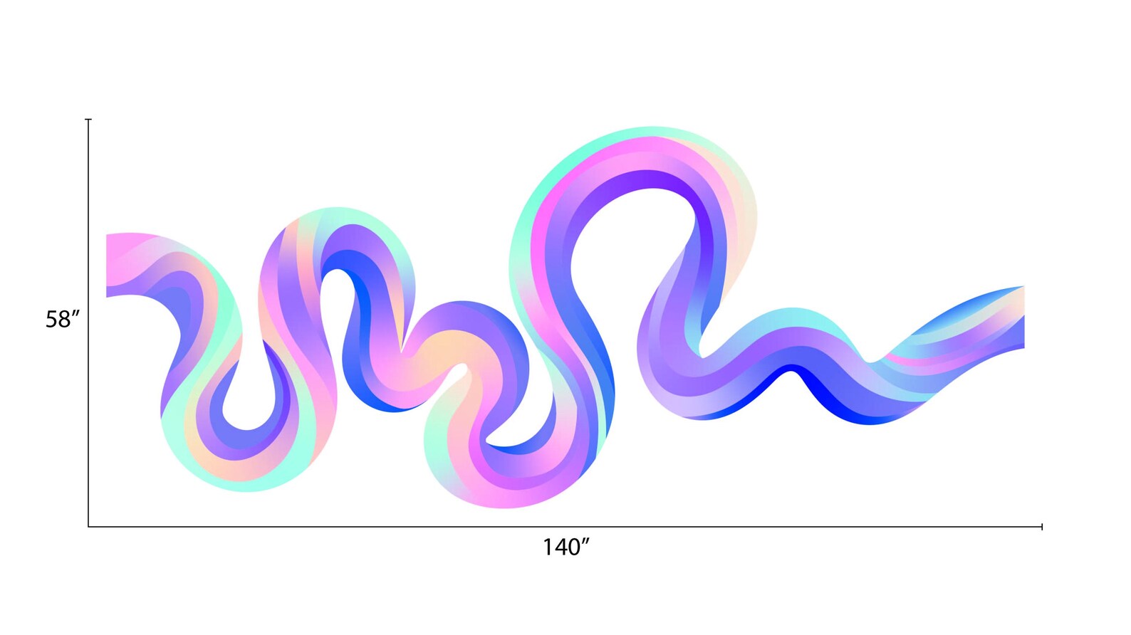 Colourful Flow Line Wall Decal Candy Color Line Wall Decal Curly Shape ...