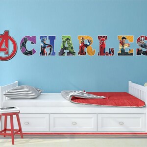 Personalised Wall Decal Custom Name Wall Sticker Superheroes Custom ...