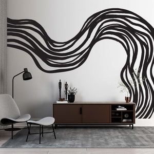 Abstract Line Wall Decal, Brushstroke Organic Shape Wall Art Sticker - Etsy