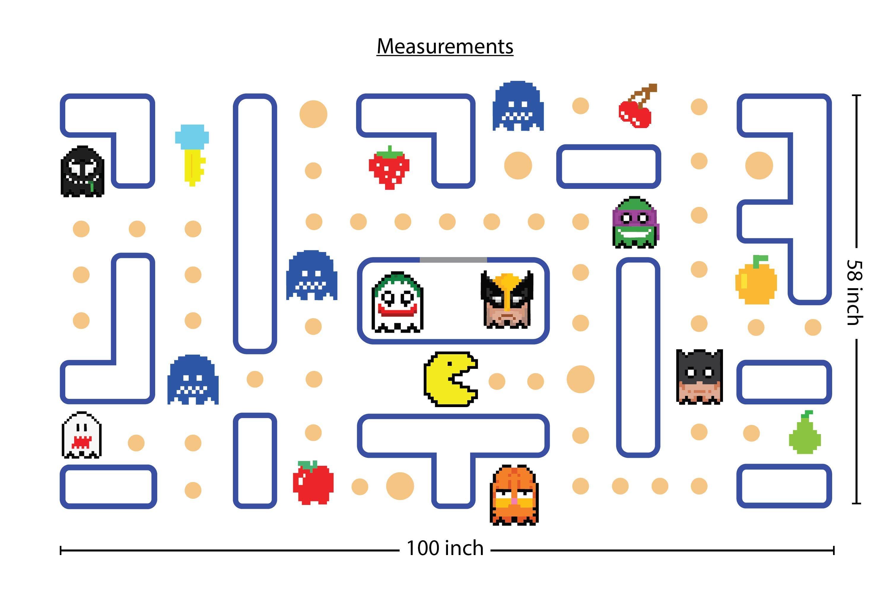 Pac-man Wall Decal Pacman Doodle Wall Sticker Pacman Theme Wallpaper ...