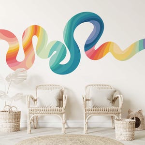 Colourful Flow Line Wall Decal Candy Color Stripe Line Wall Decal Curvy ...