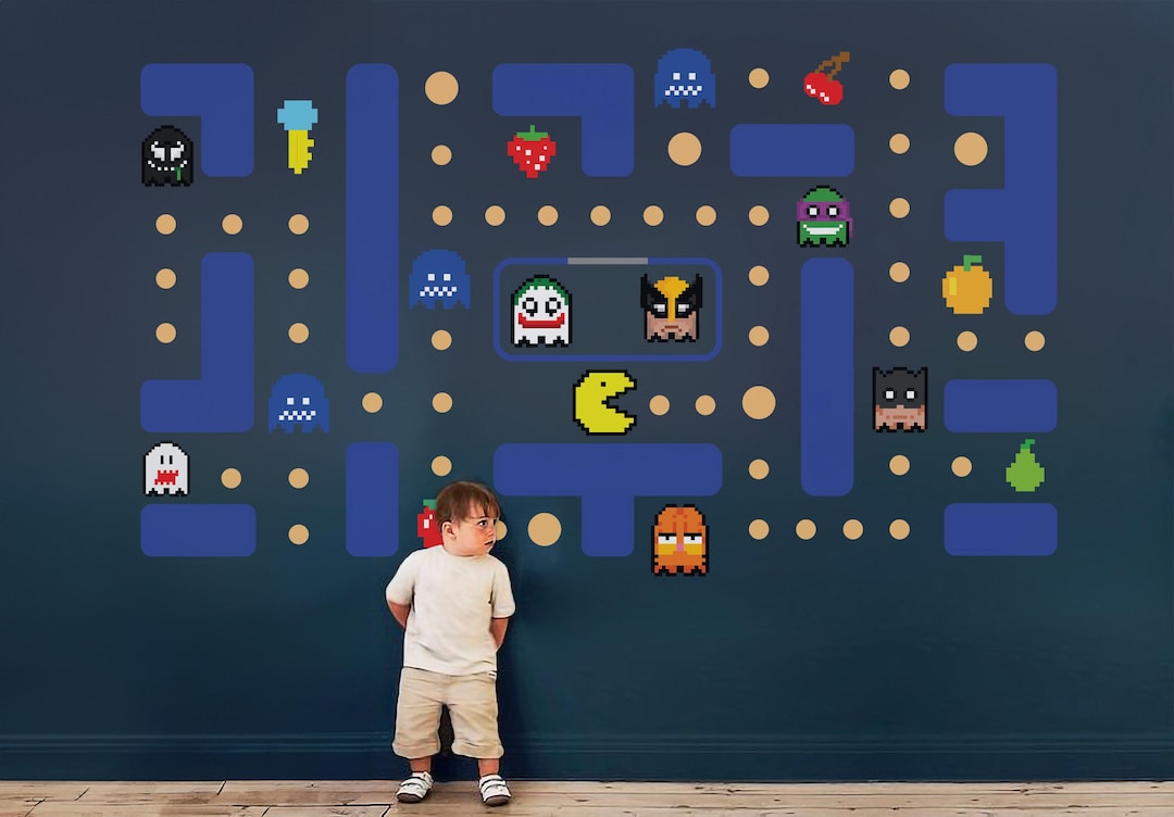 Avenger Pac-man Wall Decal Pacman Doodle Wall Sticker Pacman Theme ...