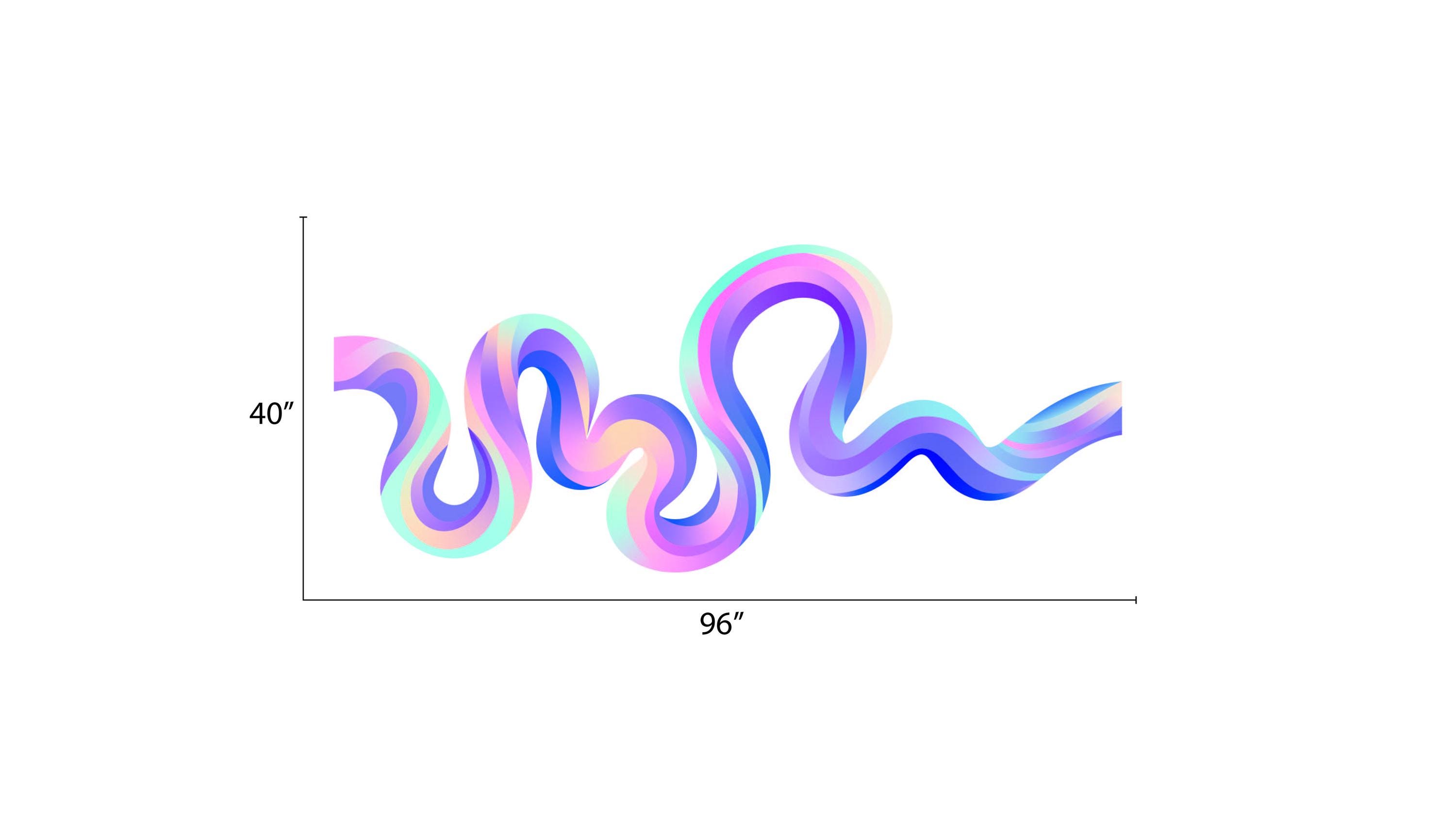 Colourful Flow Line Wall Decal Candy Color Line Wall Decal Curly Shape ...