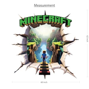 Wall Crack Minecraft Wall Decal Pixel Block Wall Sticker Minecraft Wall ...