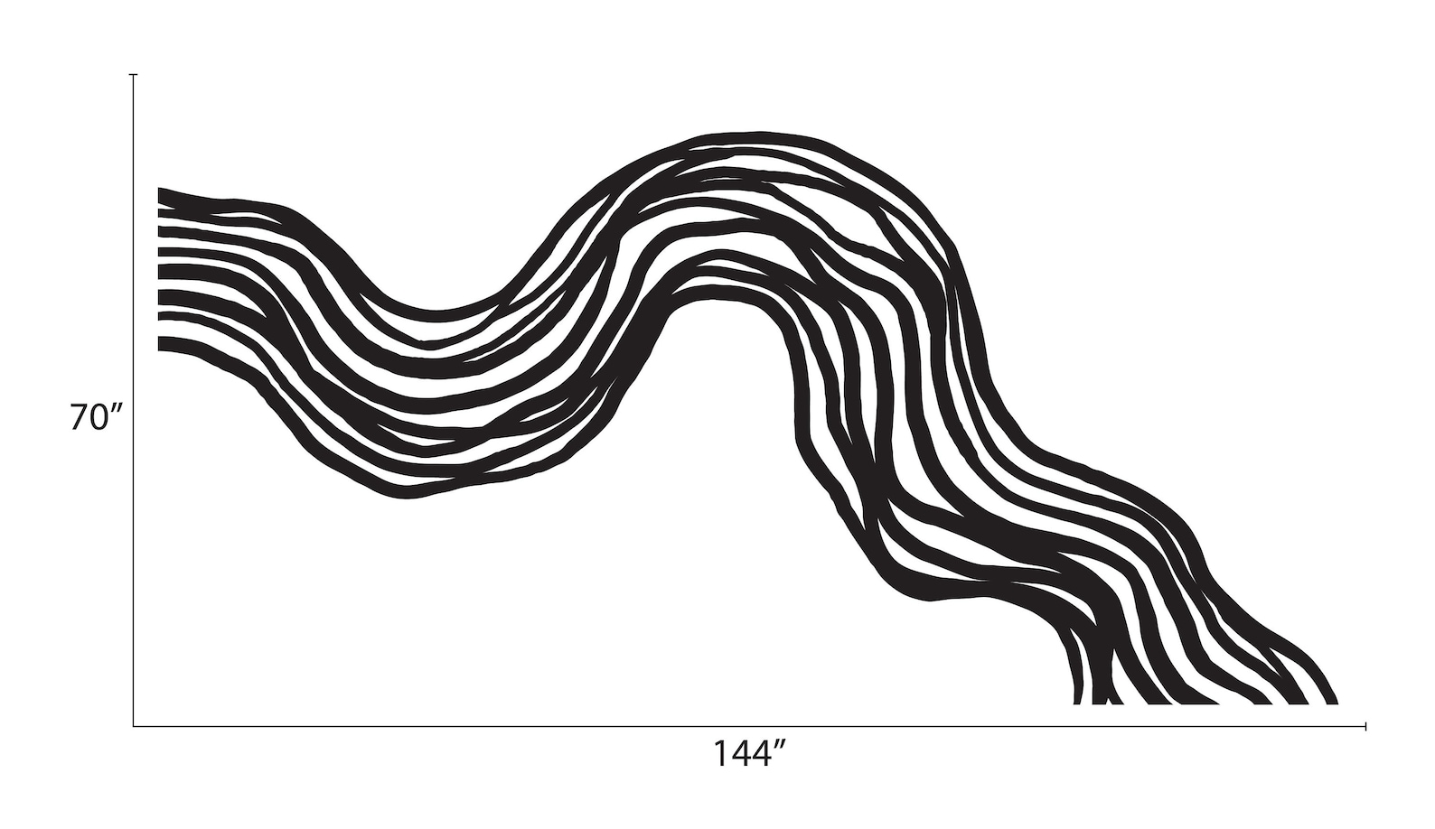 Abstract Line Wall Decal Brushstrokes Line Wall Art Organic Shape ...