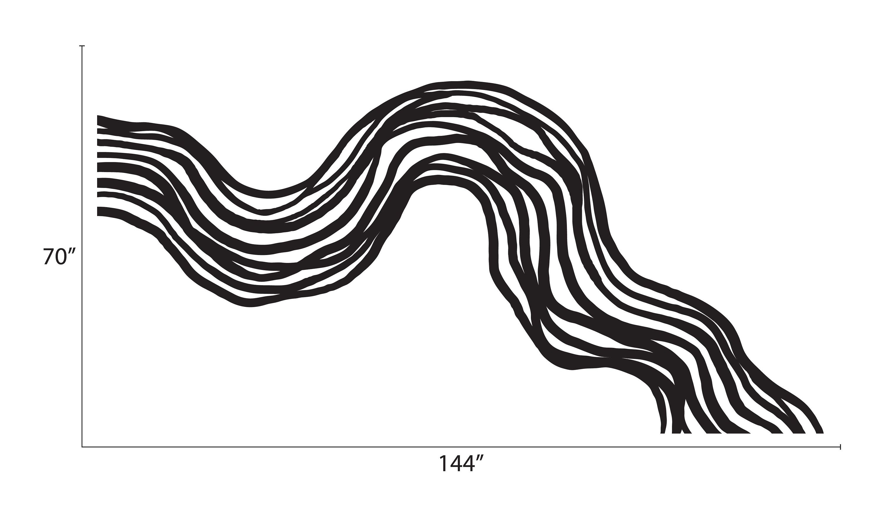 Abstract Line Wall Decal Brushstrokes Line Wall Art Organic Shape ...