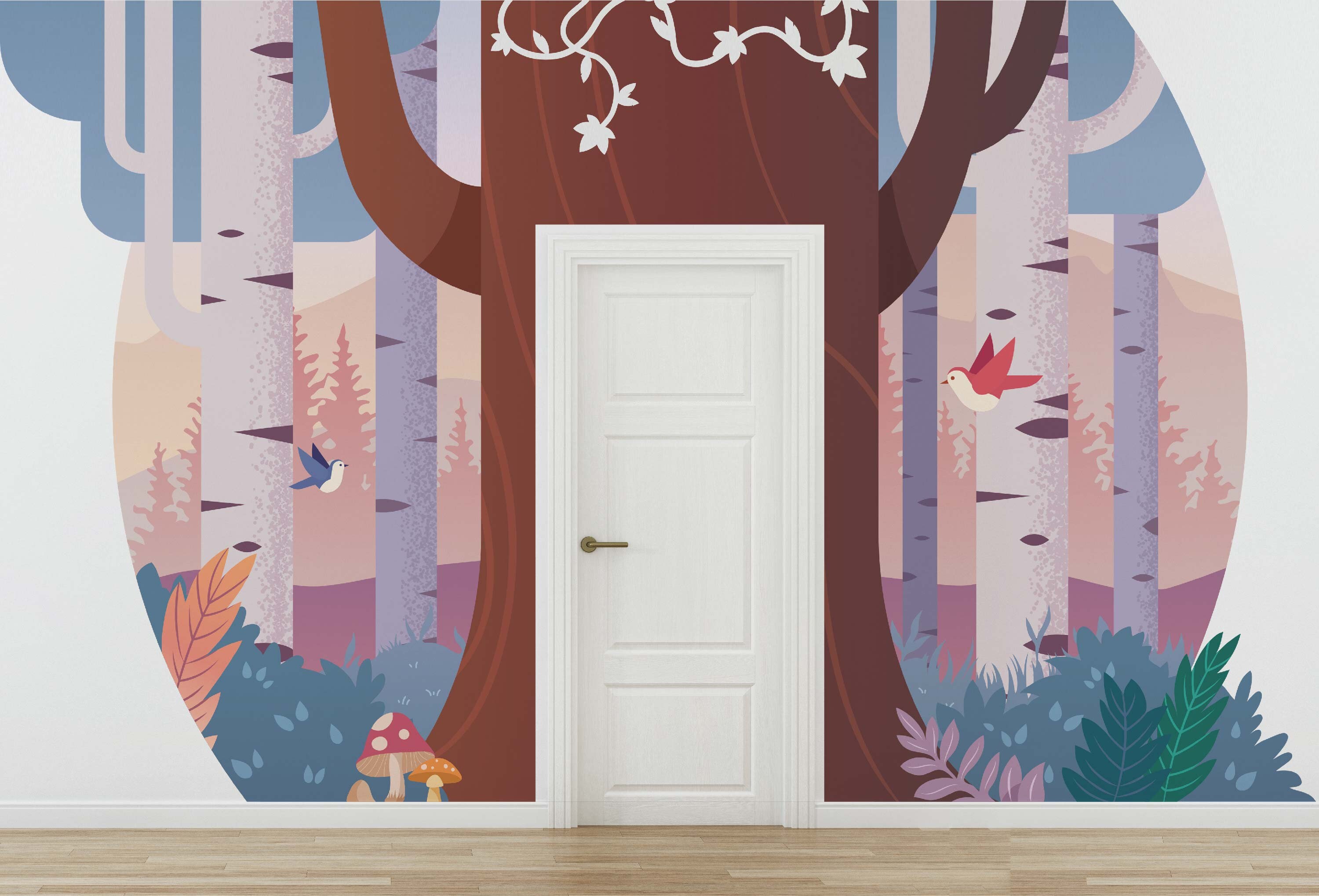 Door Frame Wall Decal Forest Tree Wall Art Door Surround Wall Mural ...