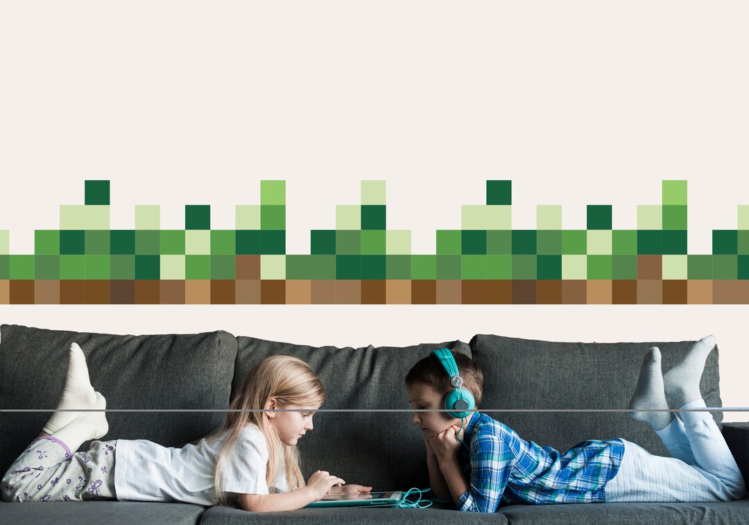 Minecraft Wall Decal Pixel Wall Decal Block Wall Sticker Gamer ...