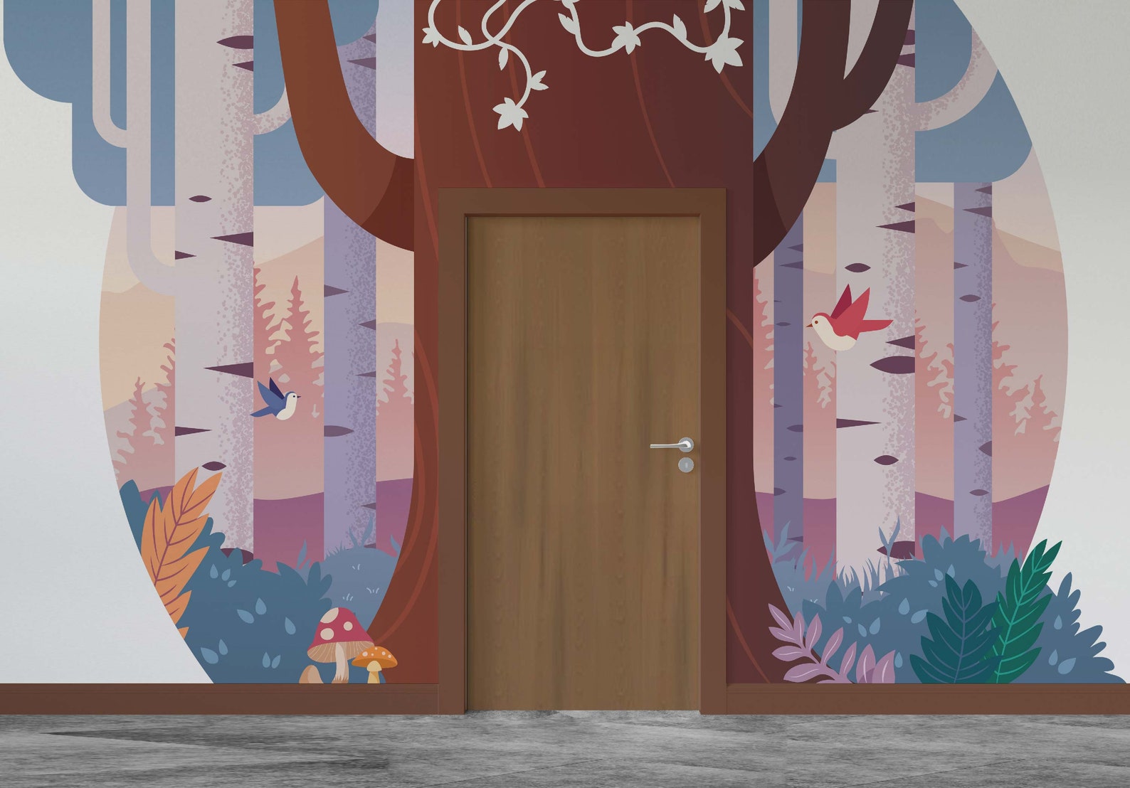 Door Frame Wall Decal Forest Tree Wall Art Door Surround Wall Mural ...