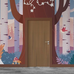 Door Frame Wall Decal Forest Tree Wall Art Door Surround Wall Mural ...