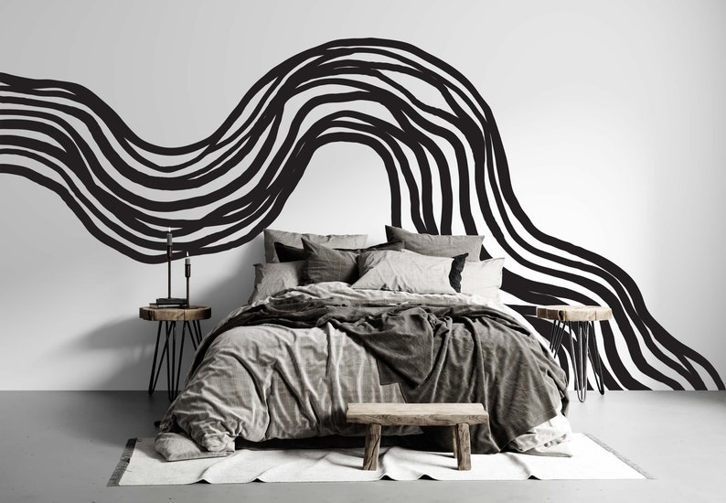 Abstract Line Wall Decal, Brushstroke Organic Shape Wall Art Sticker - Etsy