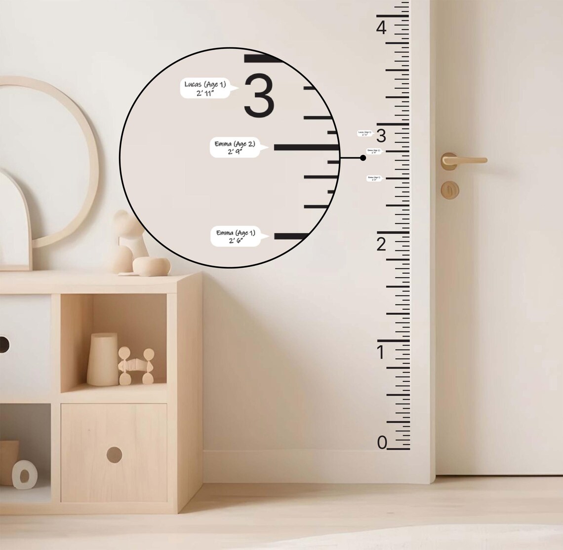Removable Growth Chart Ruler Decal - Children's Vinyl Wall Decal Height ...