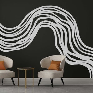 Abstract Line Wall Decal, Brushstroke Organic Shape Wall Art Sticker - Etsy