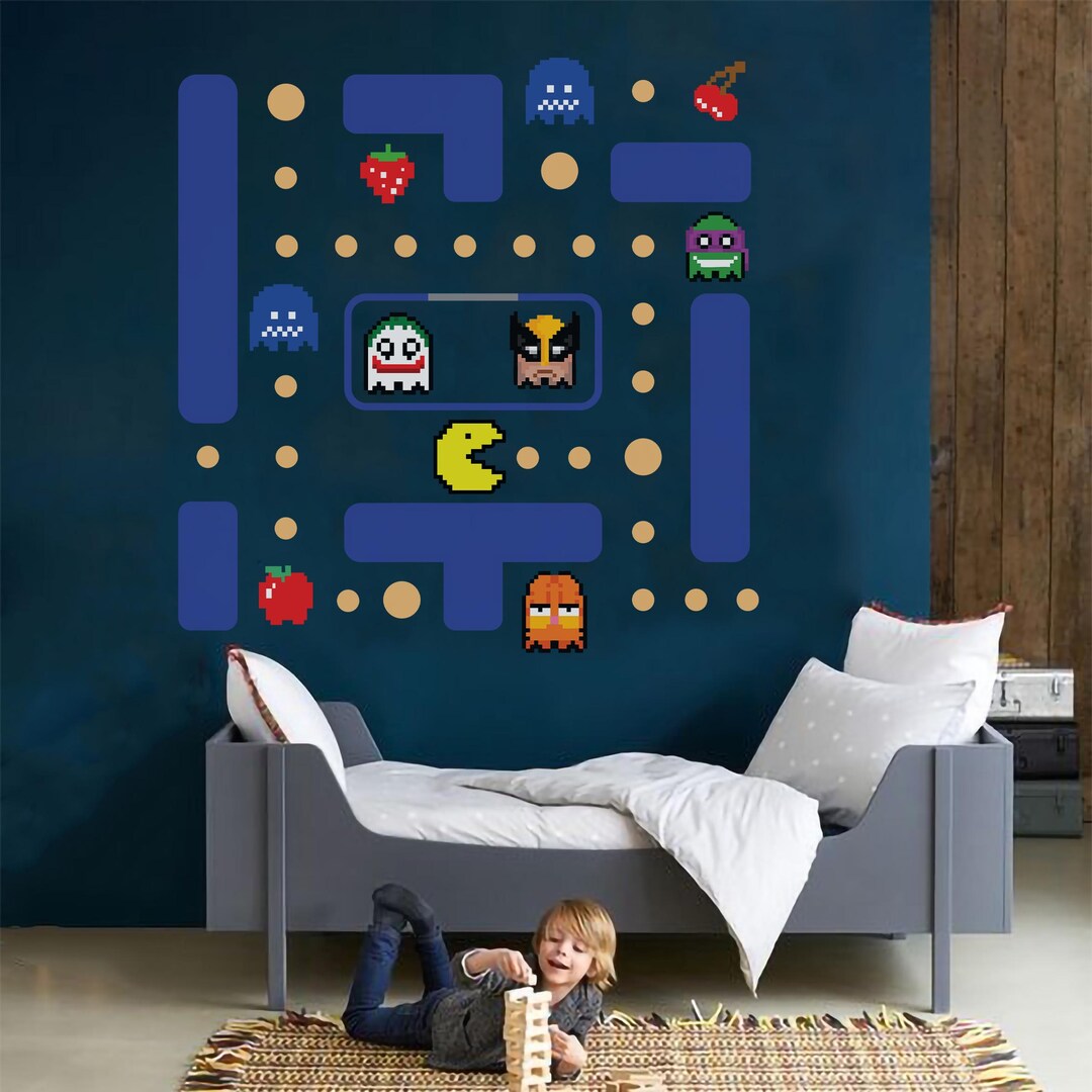 Superheroes Avenger Pac-man Wall Decal Pacman Wall Sticker Pacman Theme ...