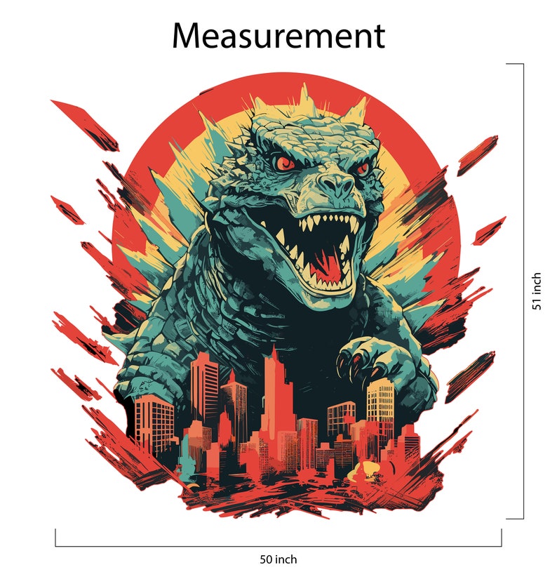 Tokyo City Wall Decal Godzilla Wall Decal Dragon Wall Art Godzilla Wall ...