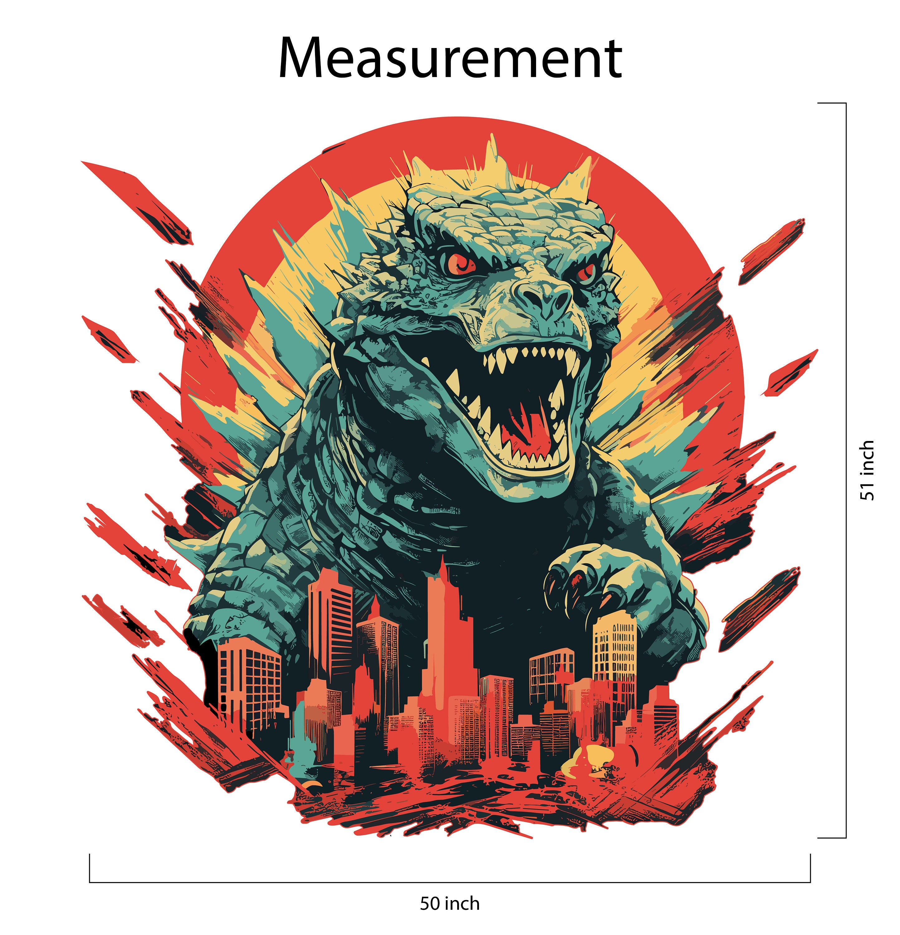 Tokyo City Wall Decal Godzilla Wall Decal Dragon Wall Art Godzilla Wall ...