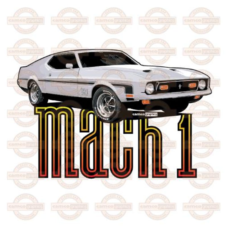 Illustration of a Ford Mustang Mach 1 - Etsy