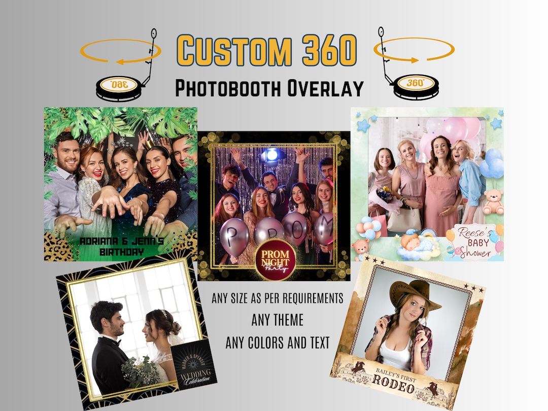 Custom Overlay 360 Photo Booth Overlay, Personalized 360 Photobooth, Touchpix, Revospin, Party ...