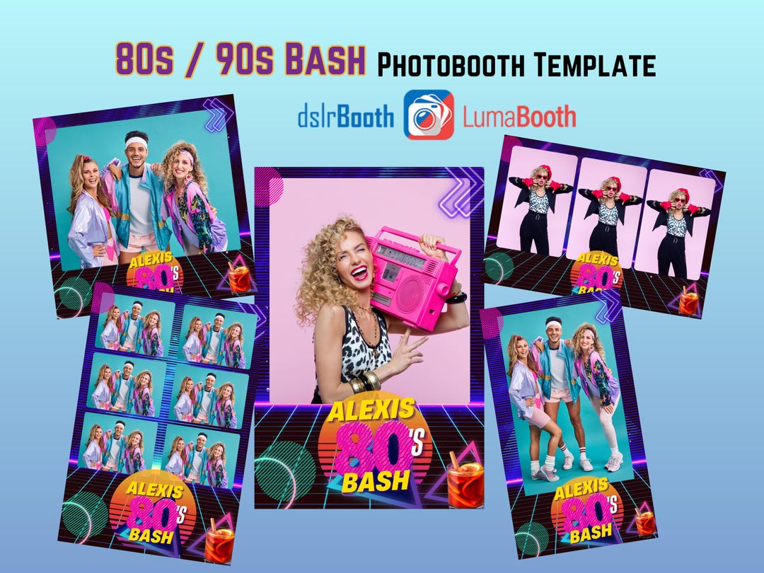 Back to 80s Party Photobooth Template, 360 Photobooth Template ...