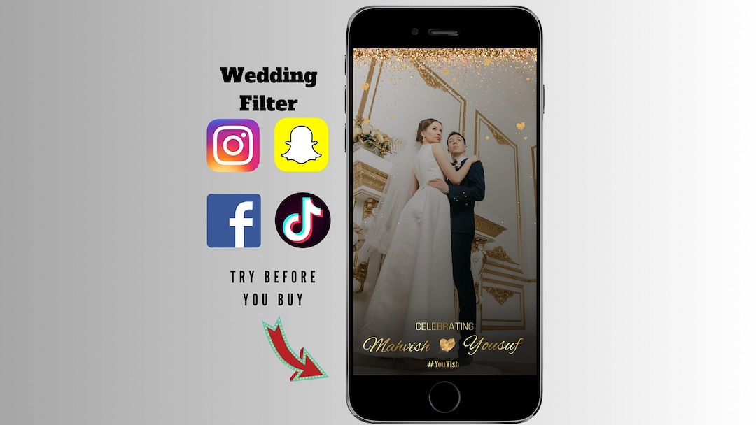 Gold Wedding Snapchat Filter, Tiktok Filter, Custom Wedding Snapchat ...
