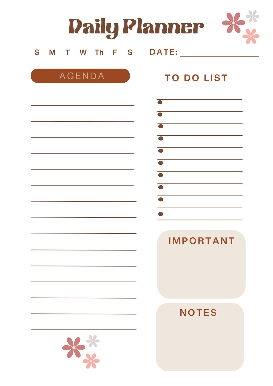 Daily Planner Printable | Printable Weekly Task List | Digital Download ...