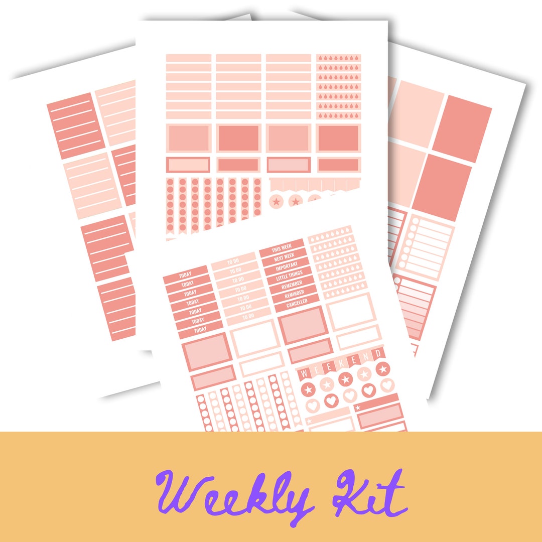 PRINTABLE Planner Stickers, Vertical Planner, Weekly Stickers Kit - Etsy