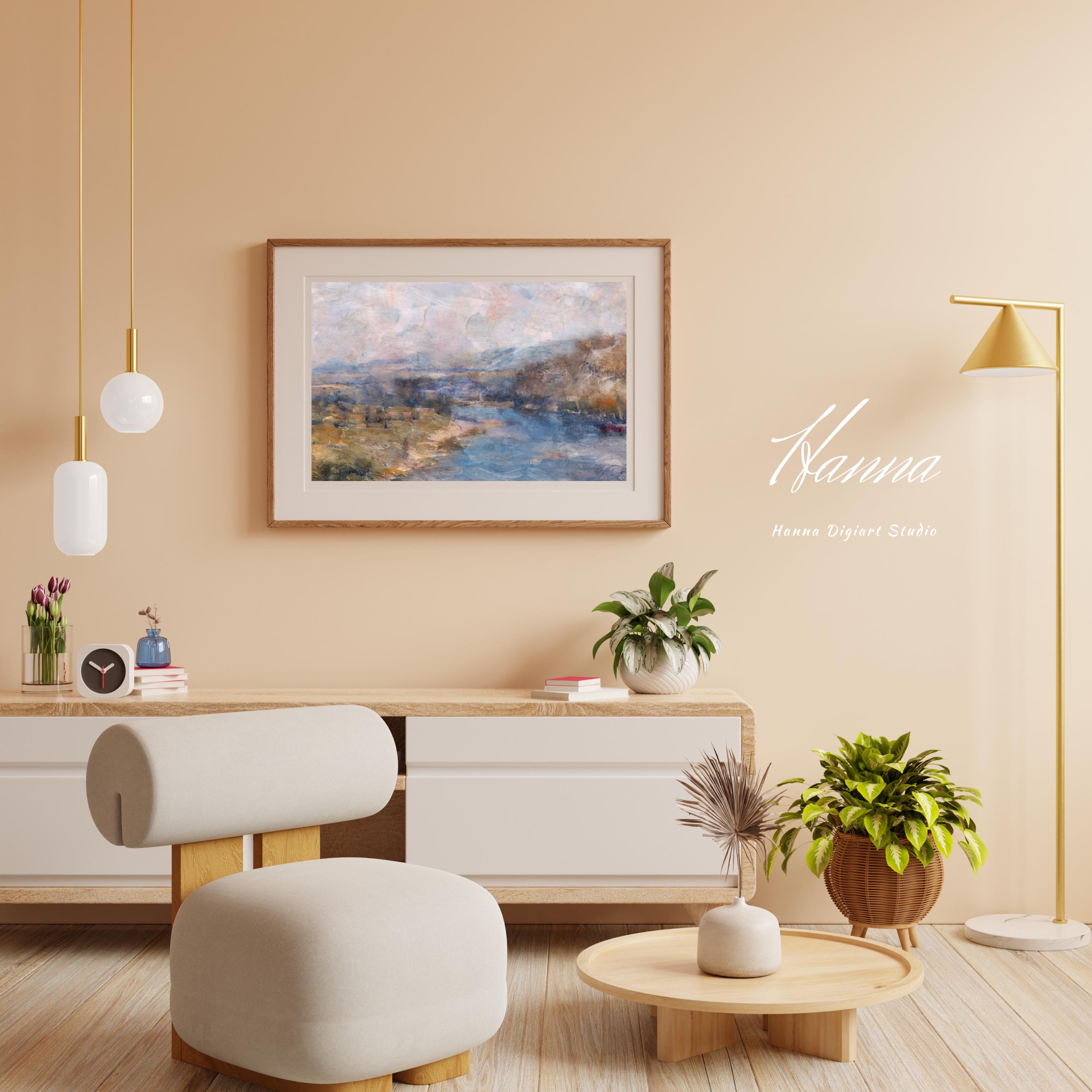 Peaceful River Art Print, Vintage Landscape Painting, Nature Wall Art ...