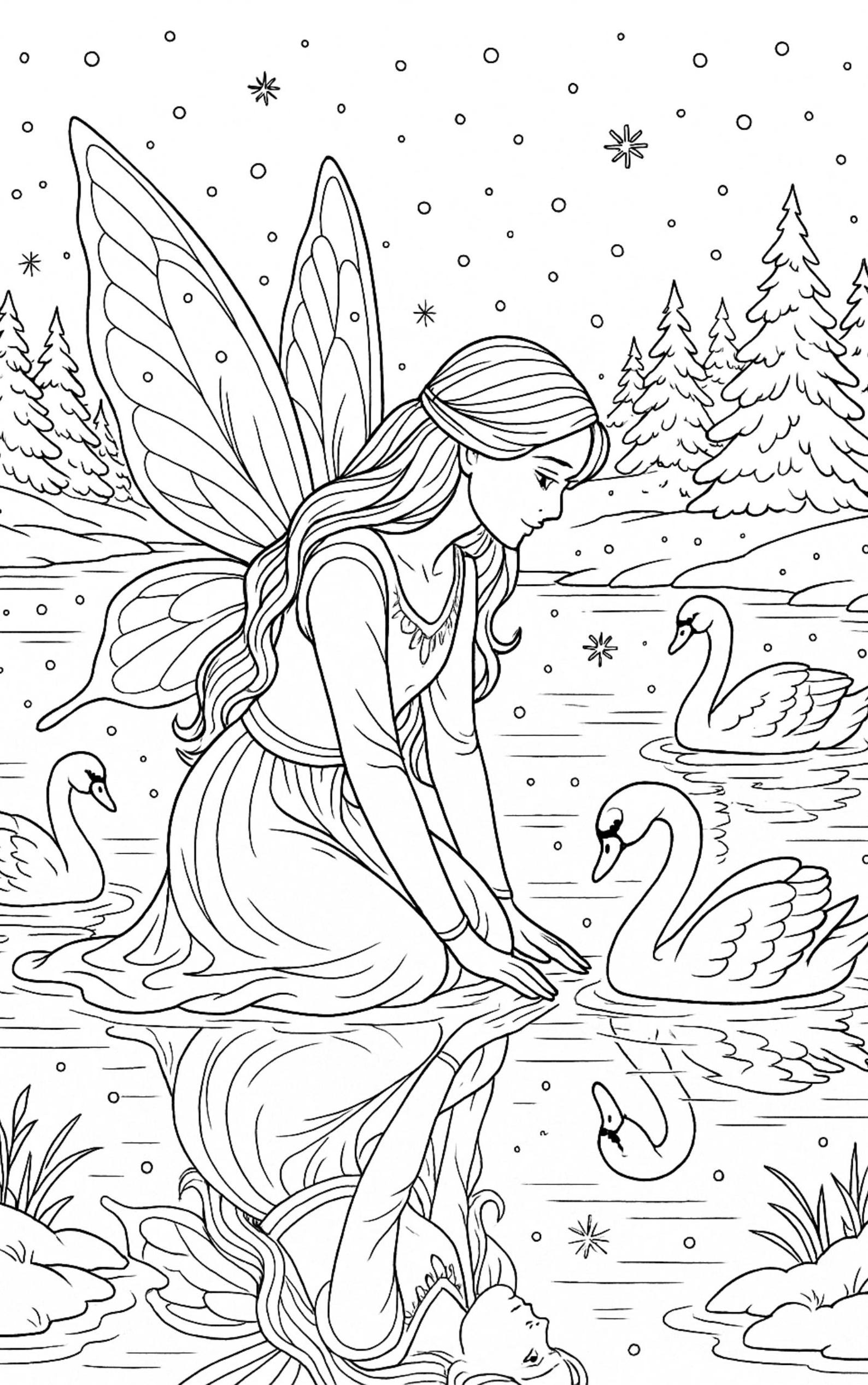 Fantasy Winter Coloring Pages | Fairies, Dragons, Castles (digital ...