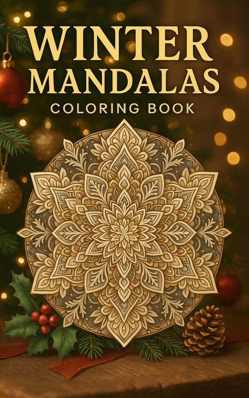 Winter Mandalas Coloring Book • Christmas Snowflake Designs • Cozy ...