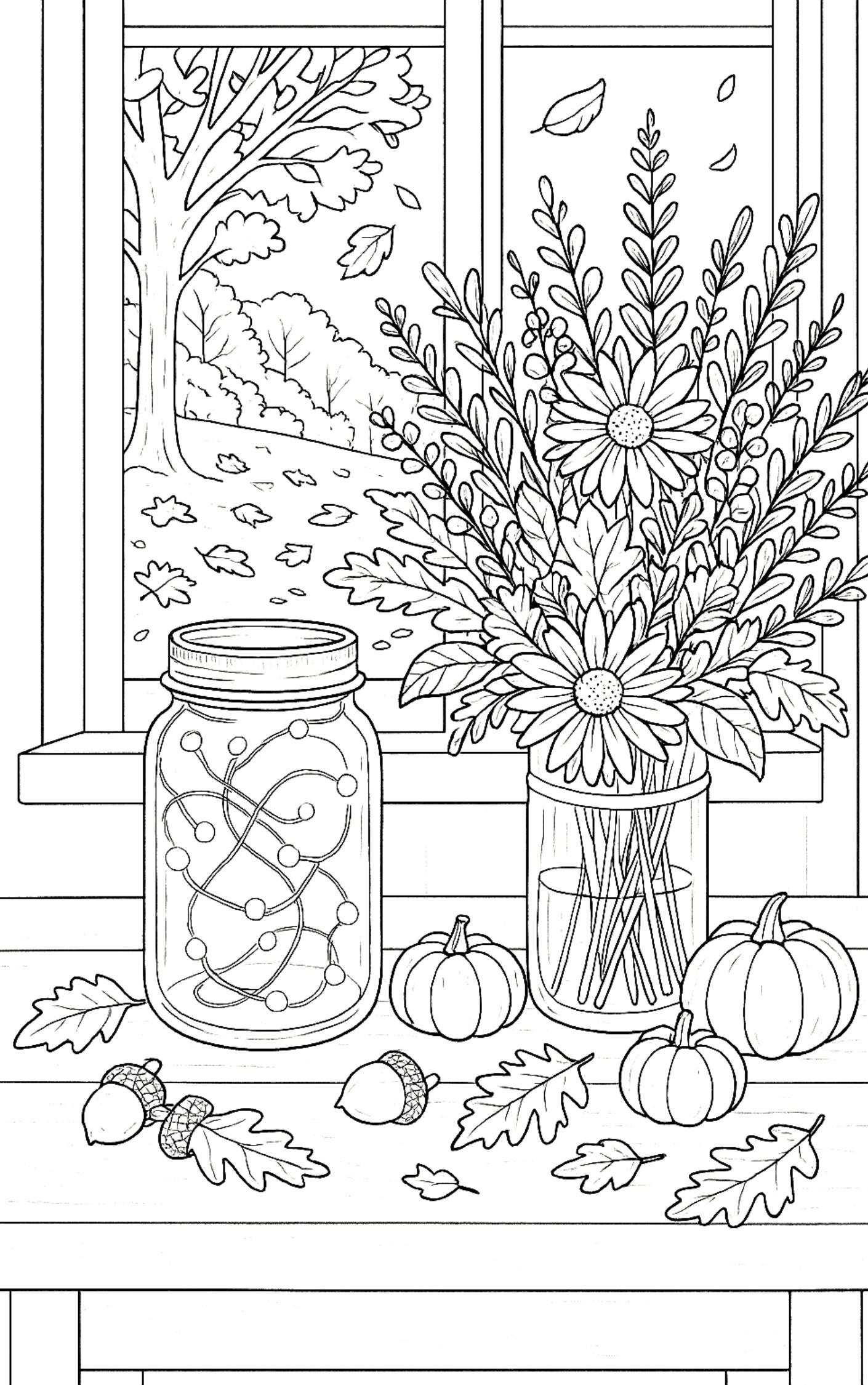 Cozy Autumn Coloring Book: Relaxing Fall Scenes (PDF Printable Pages - Etsy