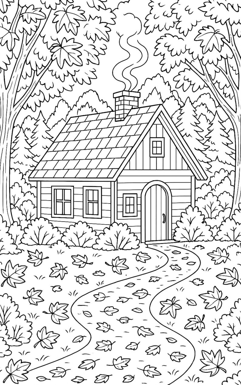 Cozy Autumn Coloring Book: Relaxing Fall Scenes (PDF Printable Pages - Etsy