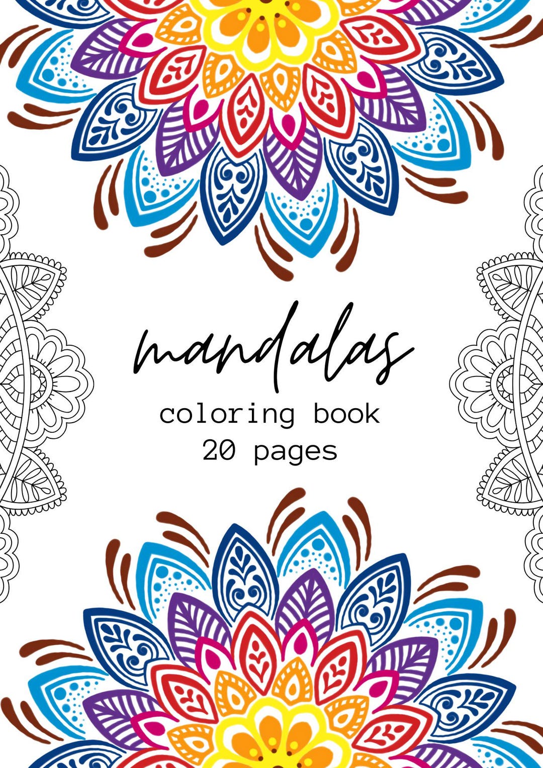 Mandalas Coloring Book for Adults & Teens | 20 Black and White ...