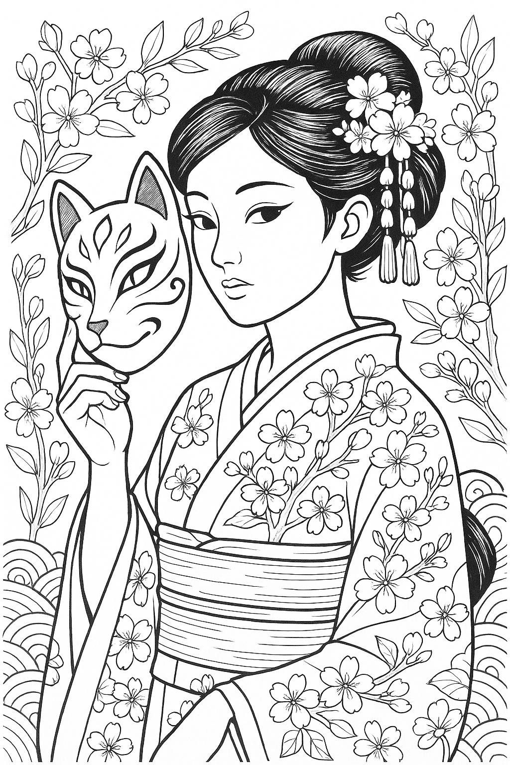 Japanese Coloring Book: Geishas, Pagodas, Mt. Fuji (printable PDF) - Etsy