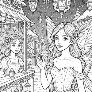 Fantasy Winter Coloring Pages | Fairies, Dragons, Castles (digital ...