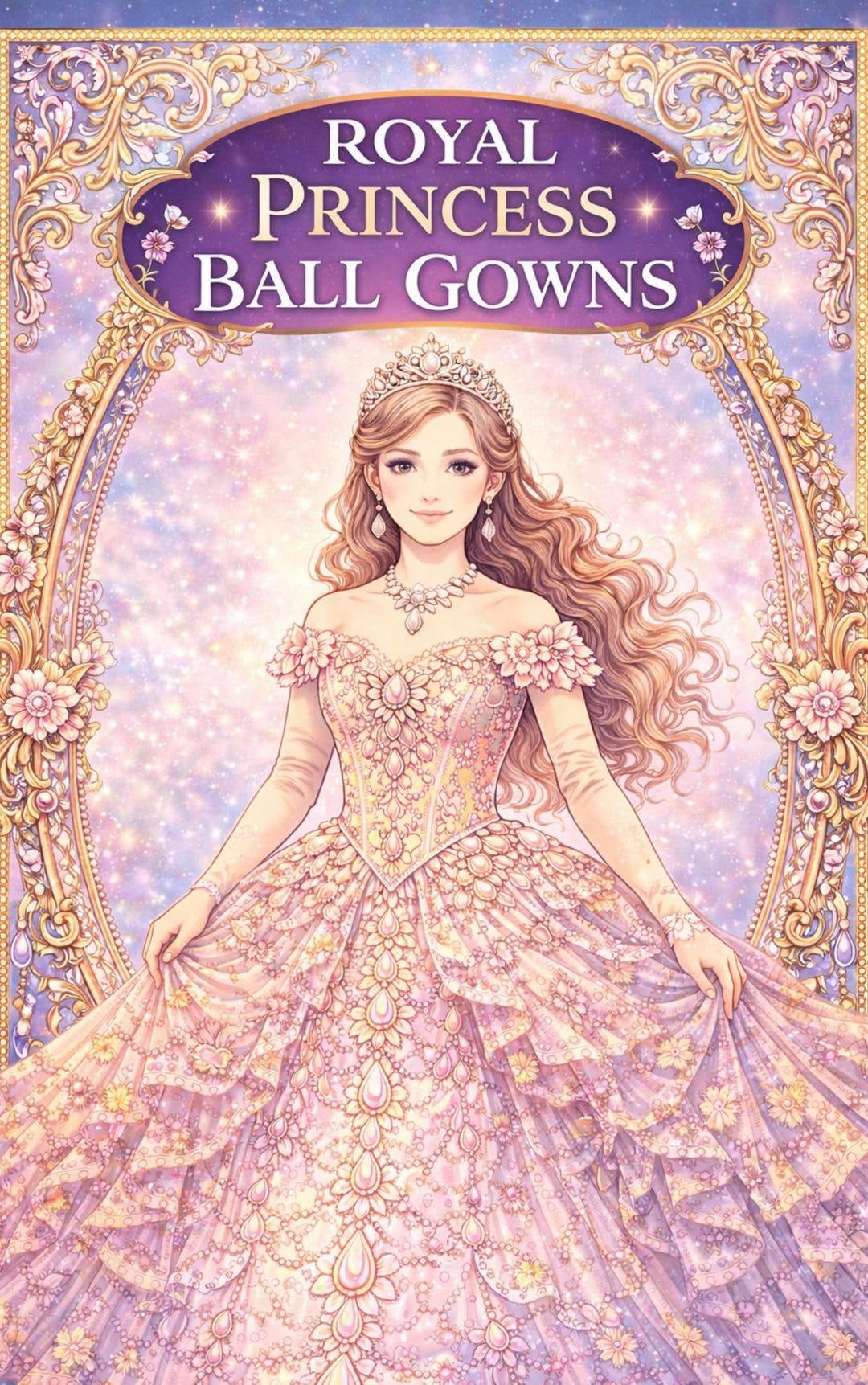 Royal Princess Ball Gowns Coloring Book | Fantasy Dress Coloring Pages ...