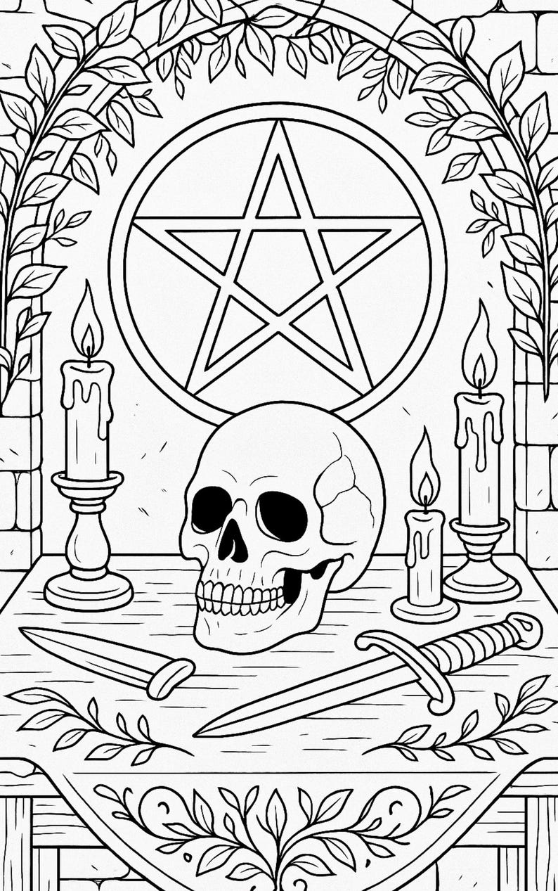 Witchy Coloring Book for Adults: Dark Magic, Rituals (PDF Download) - Etsy
