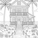 Beach Houses by the Sea Coloring Book | 20 Pages for Adults | Coastal ...