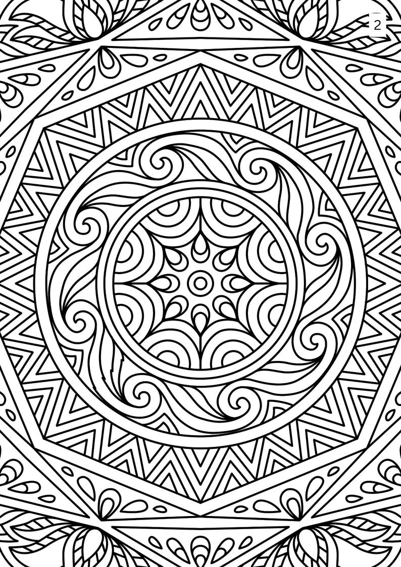 Black and White Mandalas Adult Coloring Book | 34 Pages | Digital ...