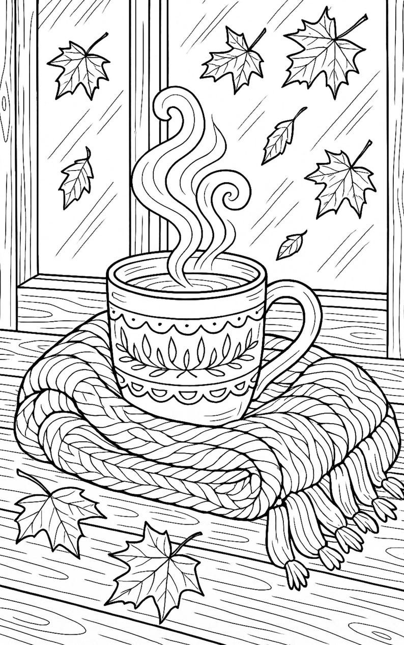 Cozy Autumn Coloring Book: Relaxing Fall Scenes (PDF Printable Pages - Etsy